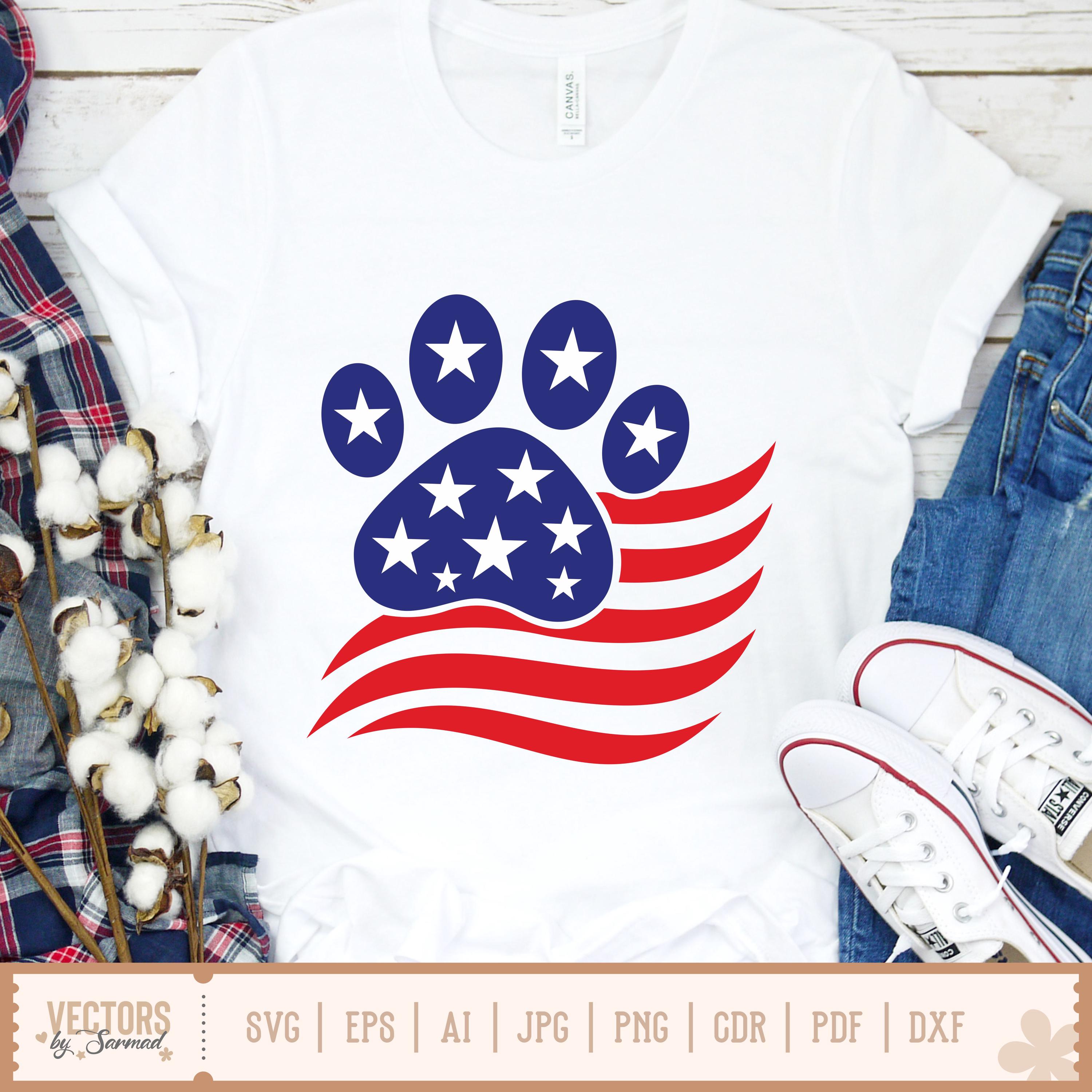 Paw American Flag SVG, Dog Paw SVG, Patriotic Dog SVG, Funny 4th of ...