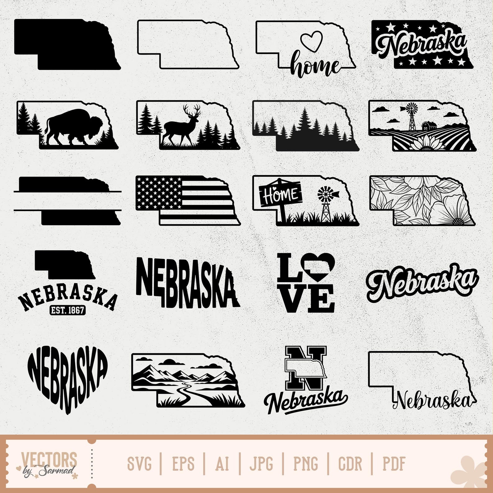 Nebraska SVG PNG Bundle, Nebraska Outline SVG, Nebraska State Svg ...