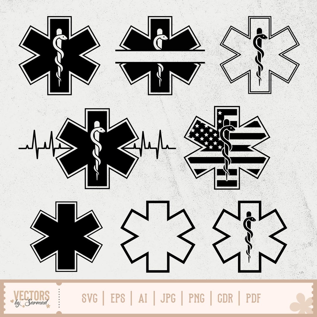 Star of Life Svg, Ems Monogram Svg, Medical Cross EMS EMT Star of Life ...