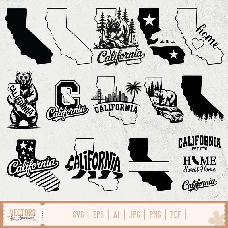 California SVG Bundle, California Outline SVG, California Silhouette ...