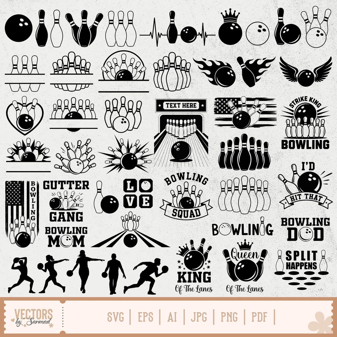 Bowling SVG Bundle, Bowling Logo SVG, Bowling Split Monogram, Bowling ...