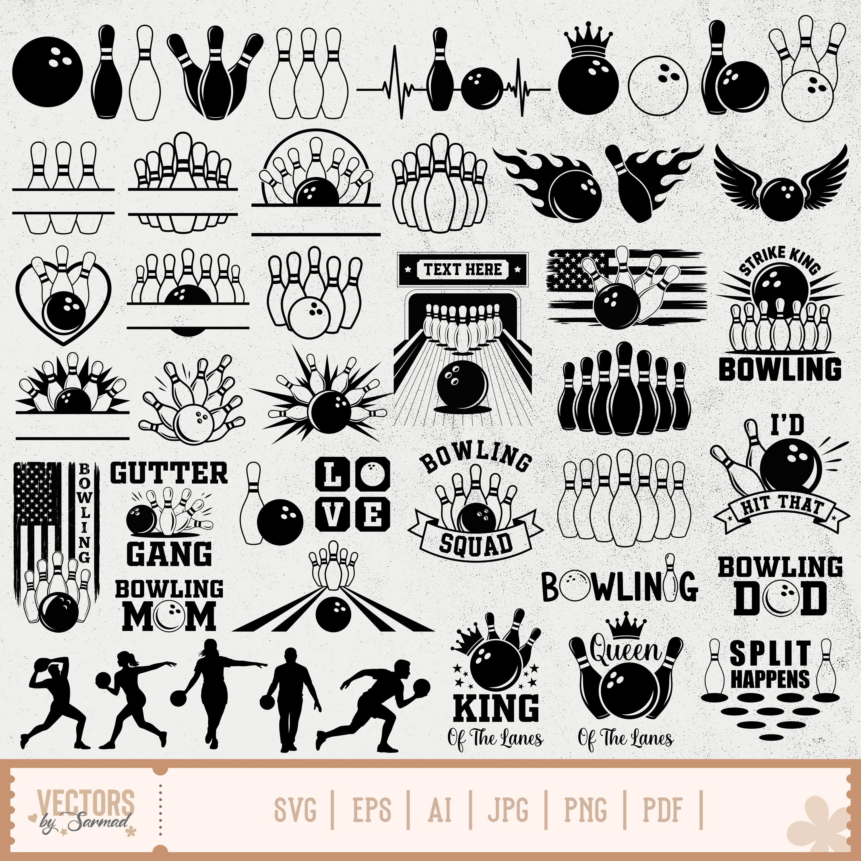 Bowling SVG Bundle, Bowling Logo SVG, Bowling Split Monogram, Bowling ...