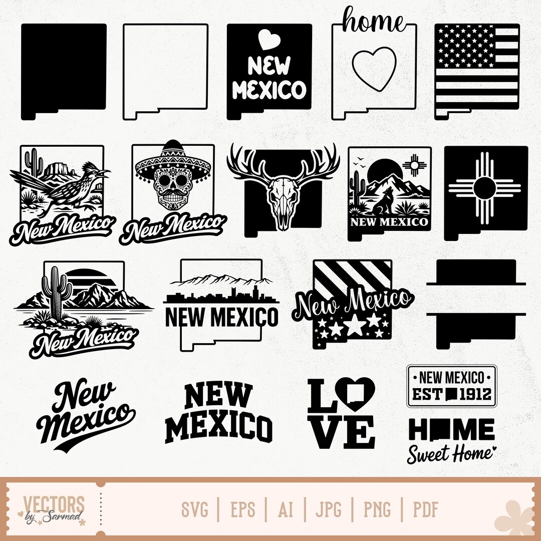 New Mexico SVG Bundle, New Mexico Map Svg, Zia Sun Svg, New Mexico ...