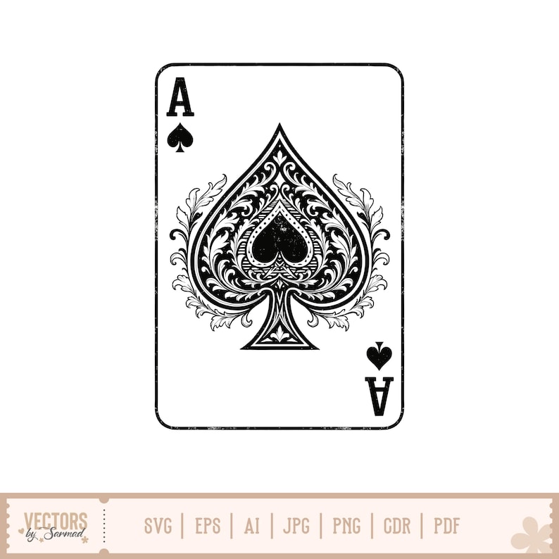 Ace of Spades SVG, Decorative Black Ace of Spades Card, Playing Cards ...