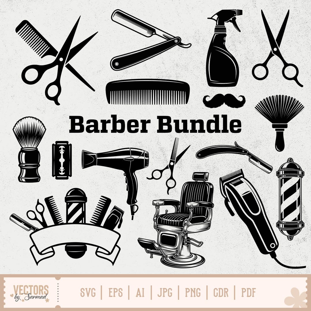 Barber Comb and Scissors SVG, Hair Stylist SVG Bundle, Barber Shop ...
