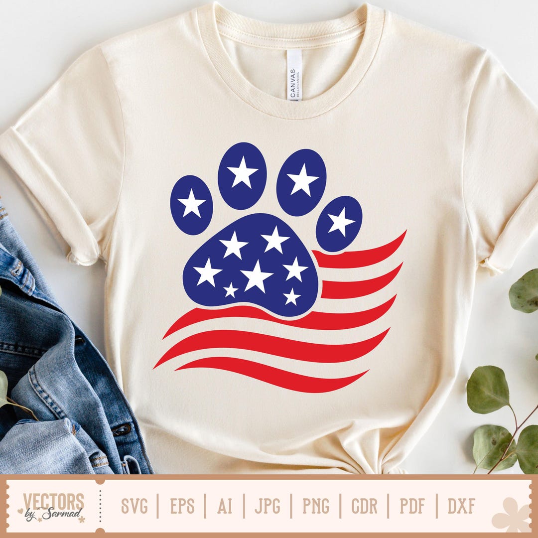 Paw American Flag SVG, Dog Paw SVG, Patriotic Dog SVG, Funny 4th of ...
