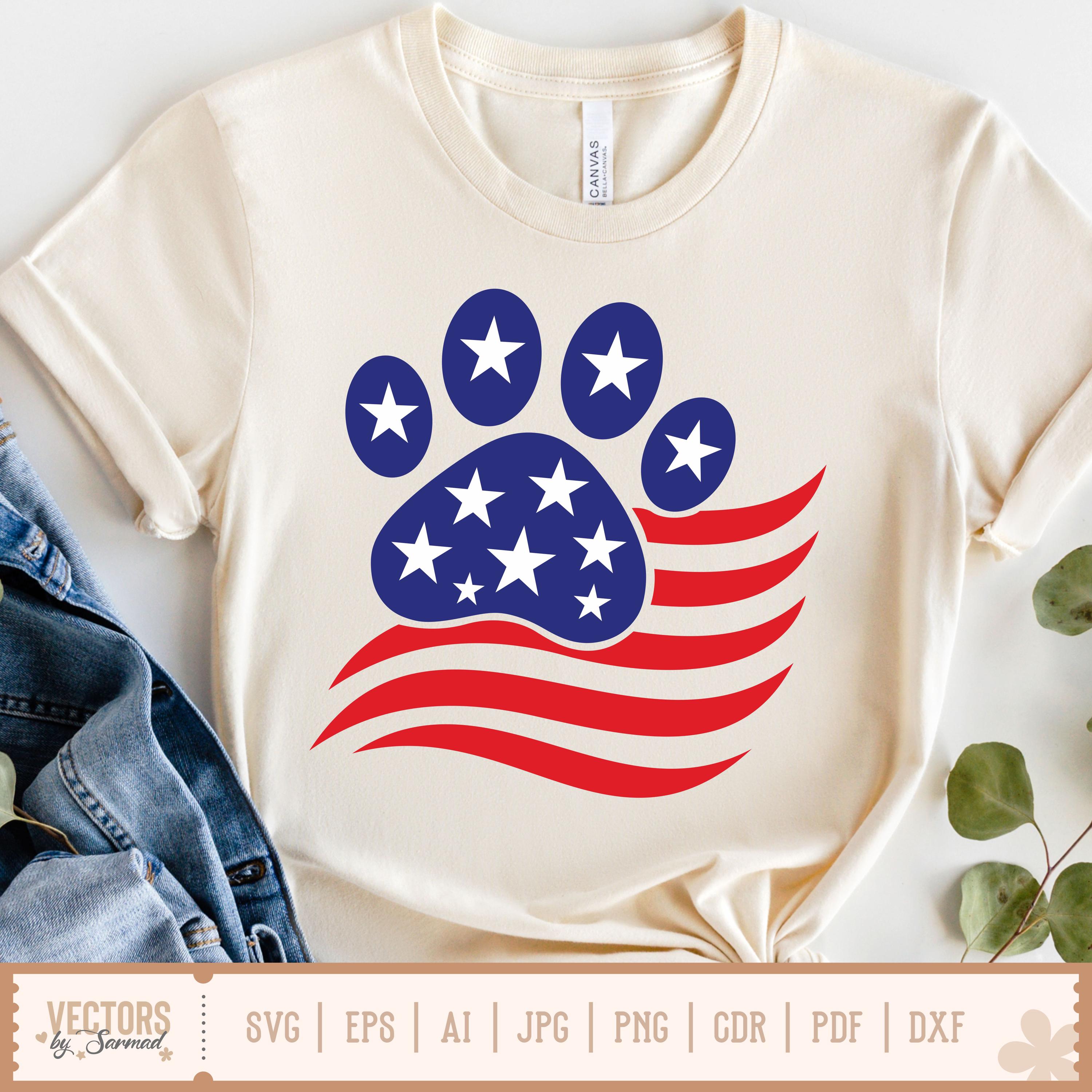 Paw American Flag SVG, Dog Paw SVG, Patriotic Dog SVG, Funny 4th of ...