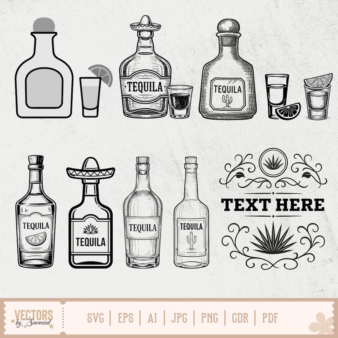 Tequila SVG, Tequila Clipart, Tequila Bottle Svg, Shot Glass With Lime ...