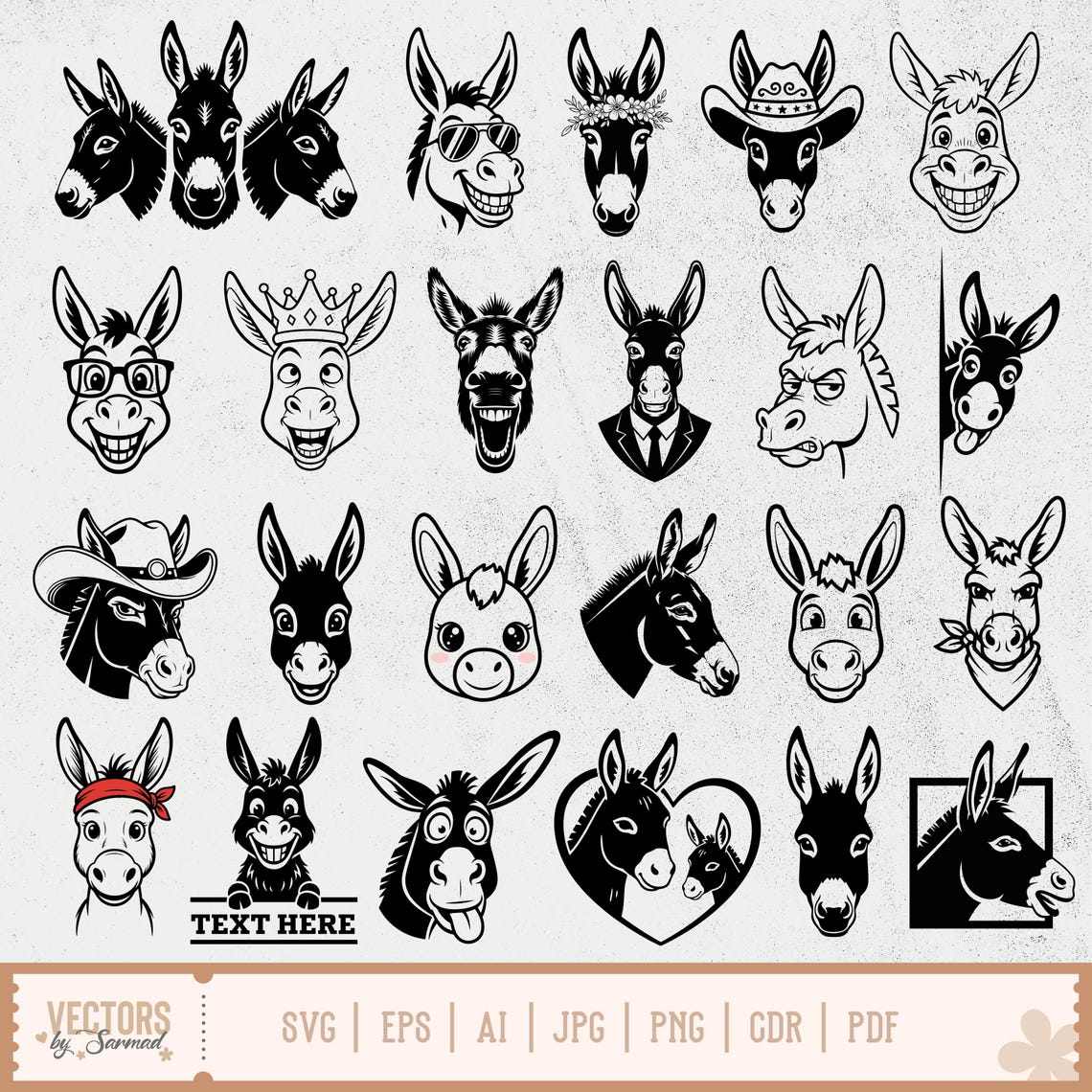 Donkey Head SVG Bundle, Donkey Face Svg, Peeking Donkey Svg, Funny ...