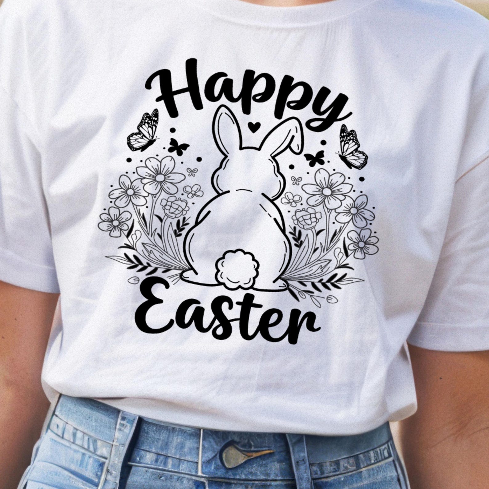 Happy Easter SVG Cut File, Easter SVG, Floral Bunny SVG, Spring Svg ...