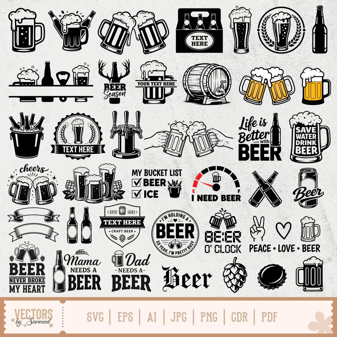 Paquete SVG de cerveza, clipart de cerveza, necesito cerveza SVG, SVG ...
