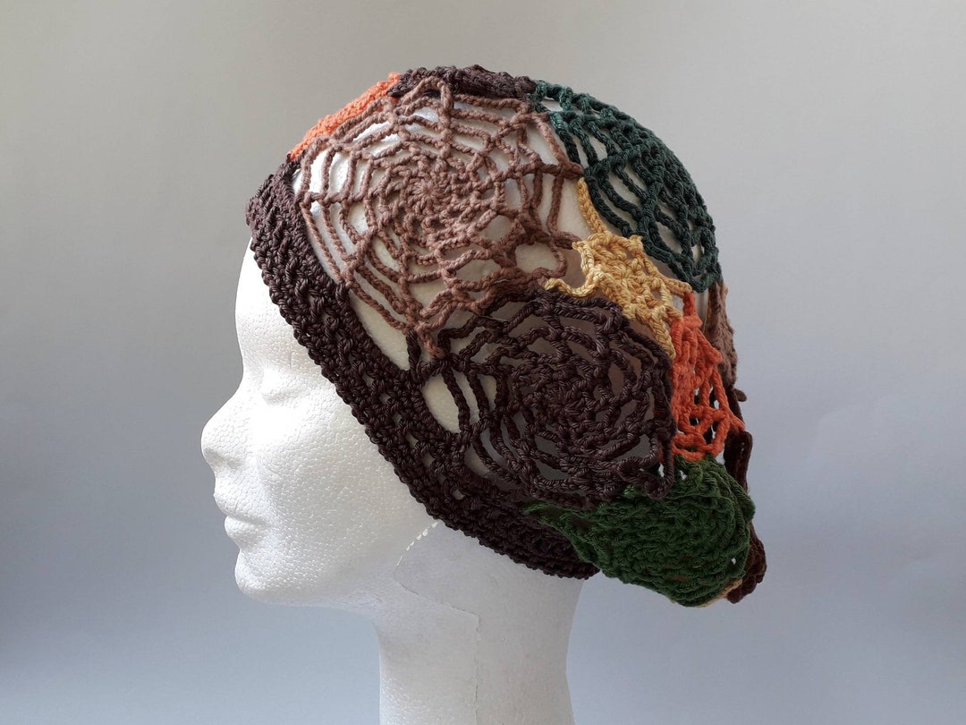 Spider Web Beret, Crochet Cotton Lace Beret, Colorful Snood, Slouchy ...