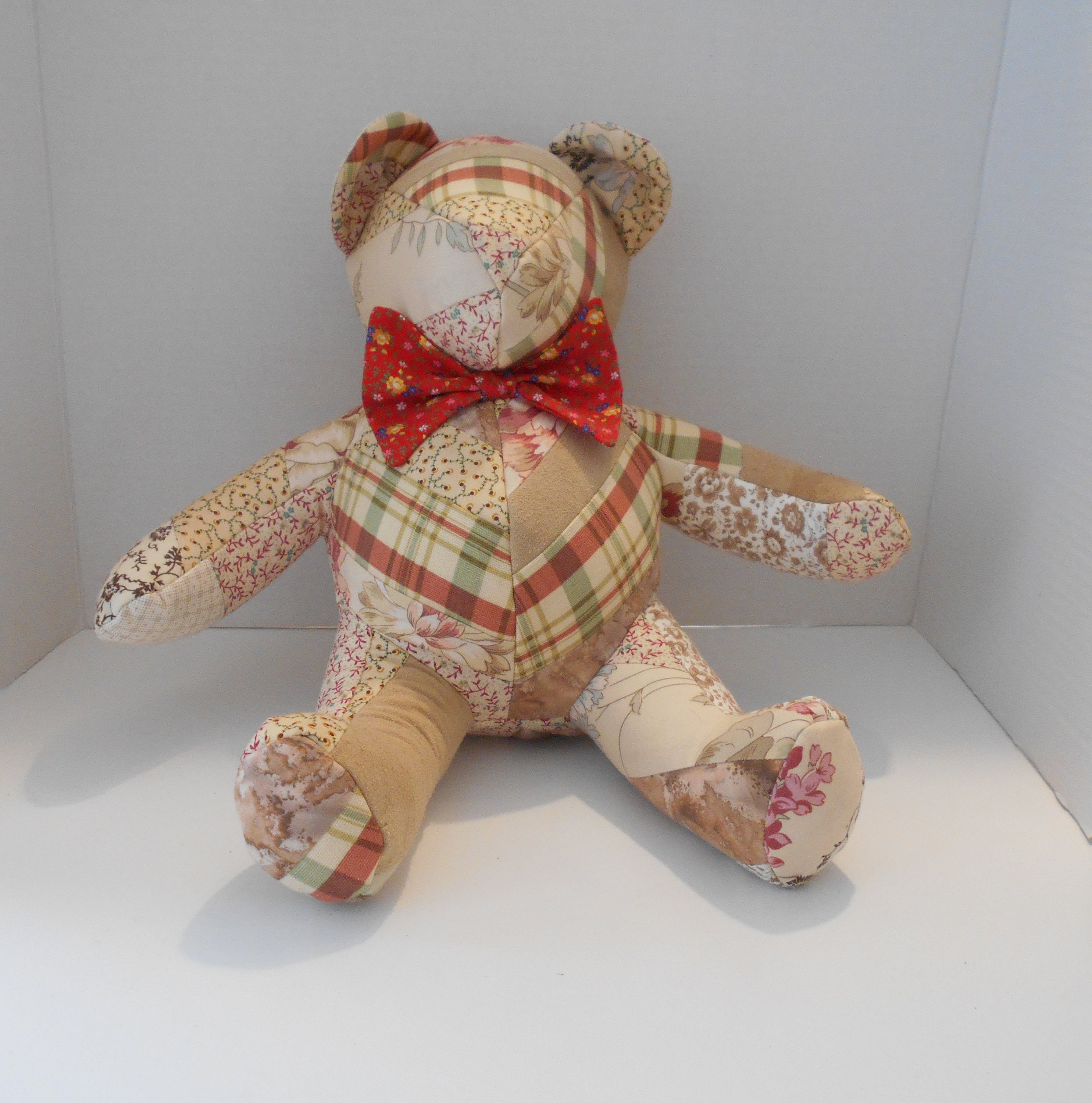 Quilted Teddy Bear 20 Beige Soft Brown Red - Etsy