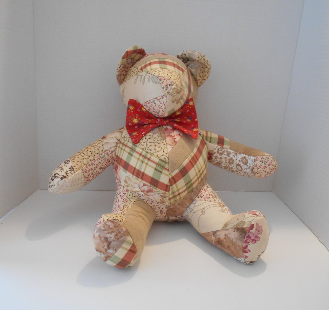 Quilted Teddy Bear 20 Beige Soft Brown Red - Etsy