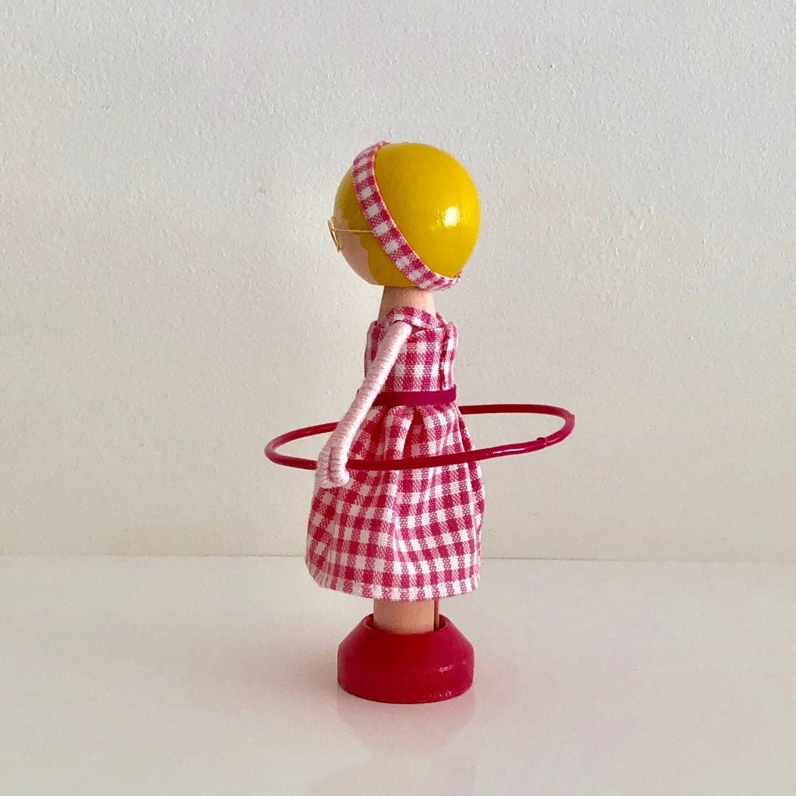 Hula hoop little wooden doll by marydollpins handmade | Etsy