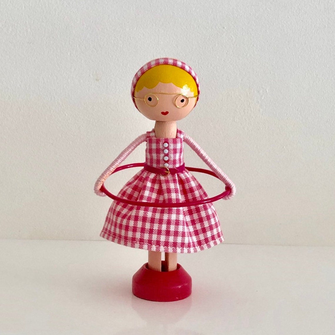 Hula hoop little wooden doll by marydollpins handmade | Etsy