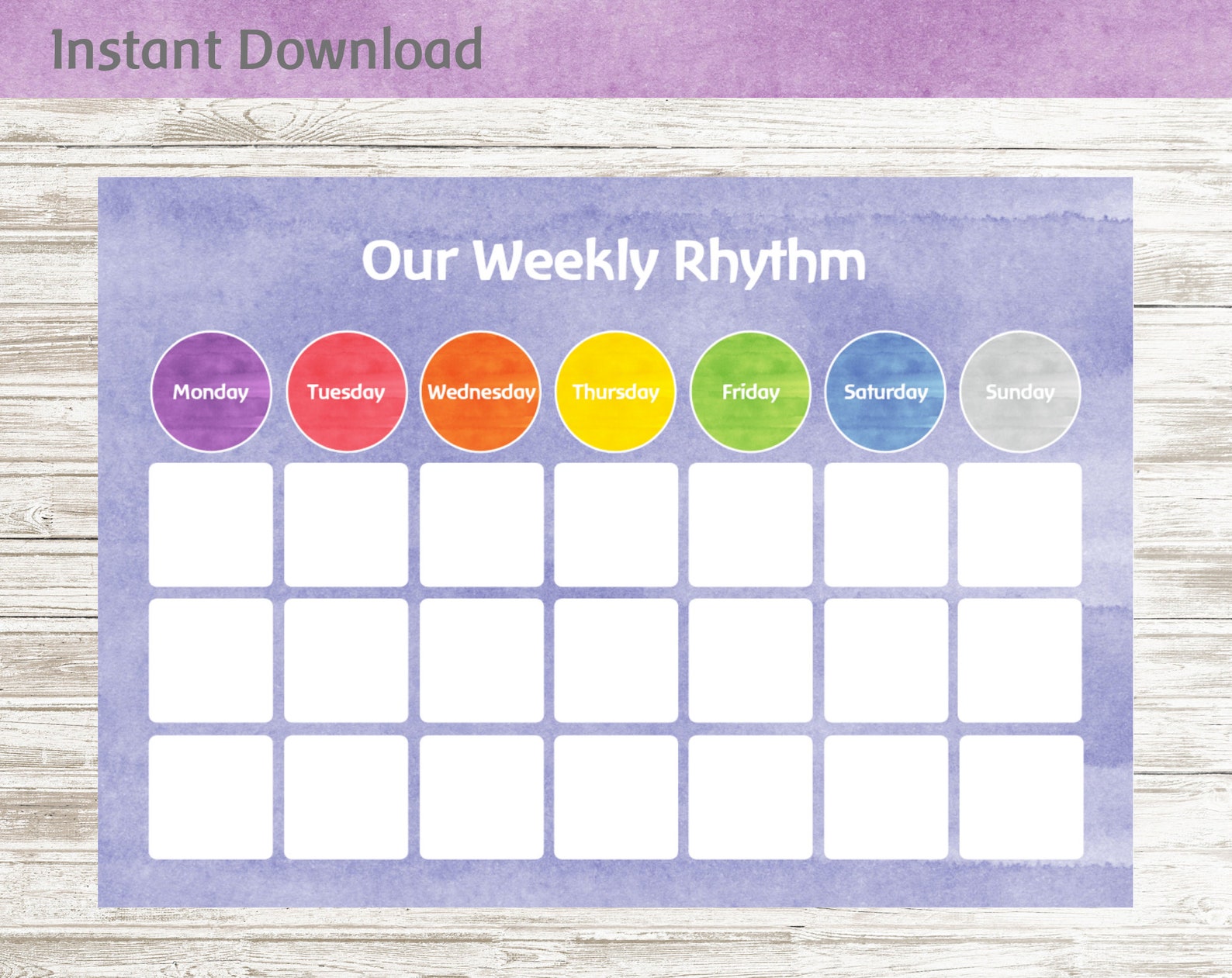 Waldorf Weekly Rhythm Chart Printable Weekly Routine Chart | Etsy