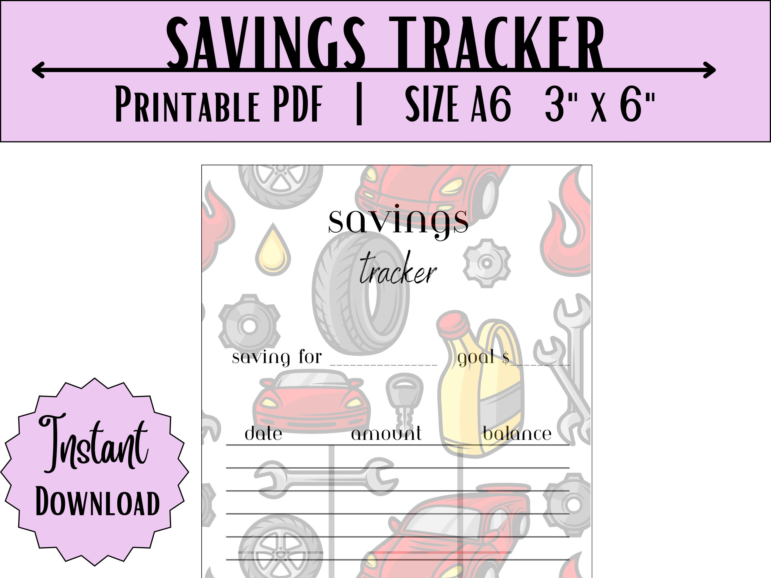Printable Car Maintenace Savings Tracker New Car Savings Tracker ...
