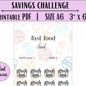 Printable Fast Food Savings Challenge Groceries Savings Challenge Mini ...