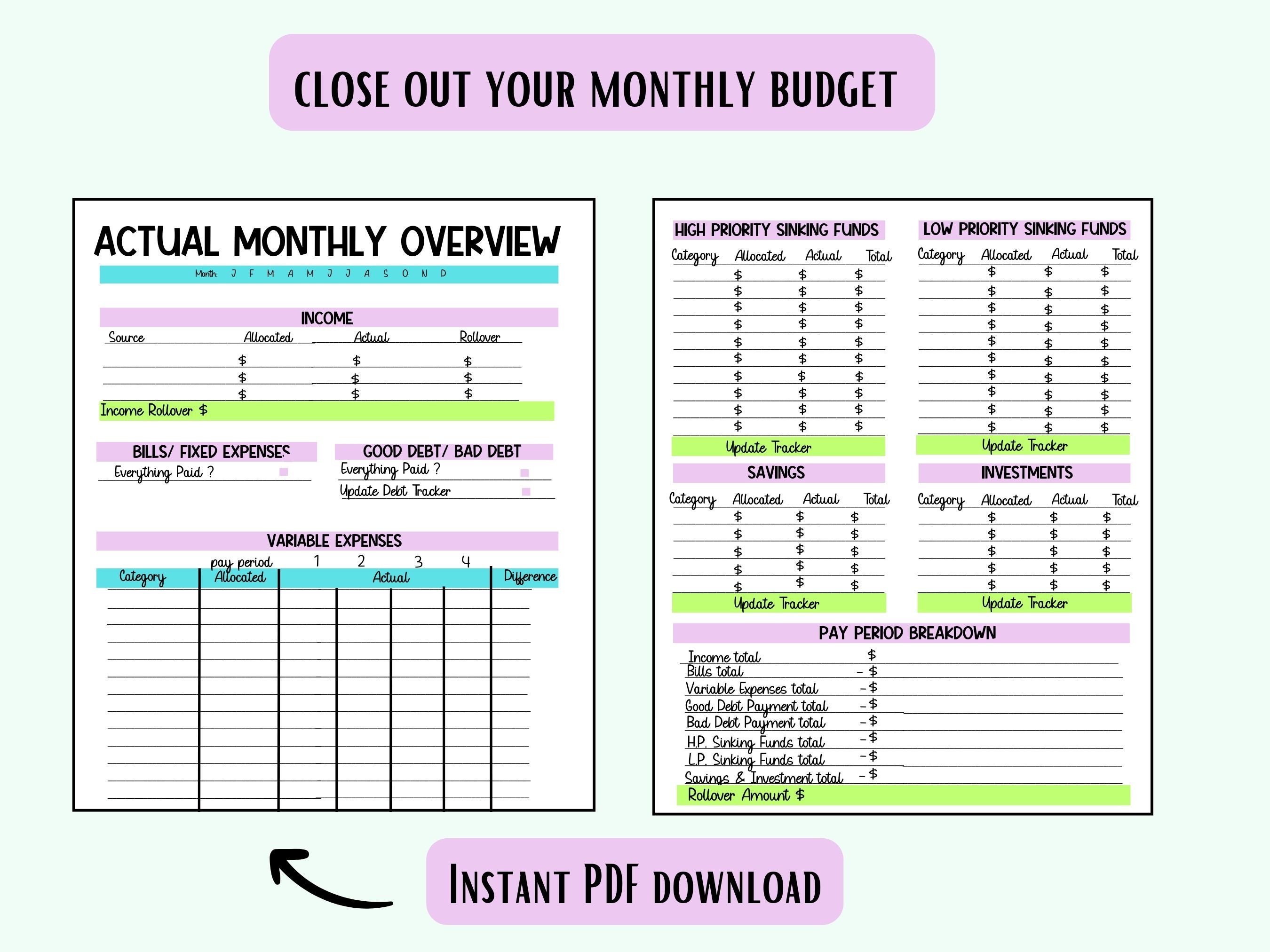 Printable Financial Planner Bundle, Budget Planner, Paycheck Budget ...