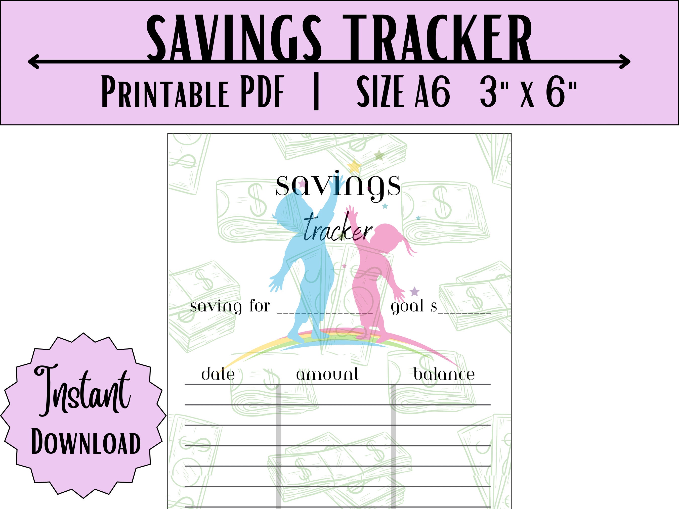Printable Children Savings Tracker Kids Savings Tracker Colorful Saving ...