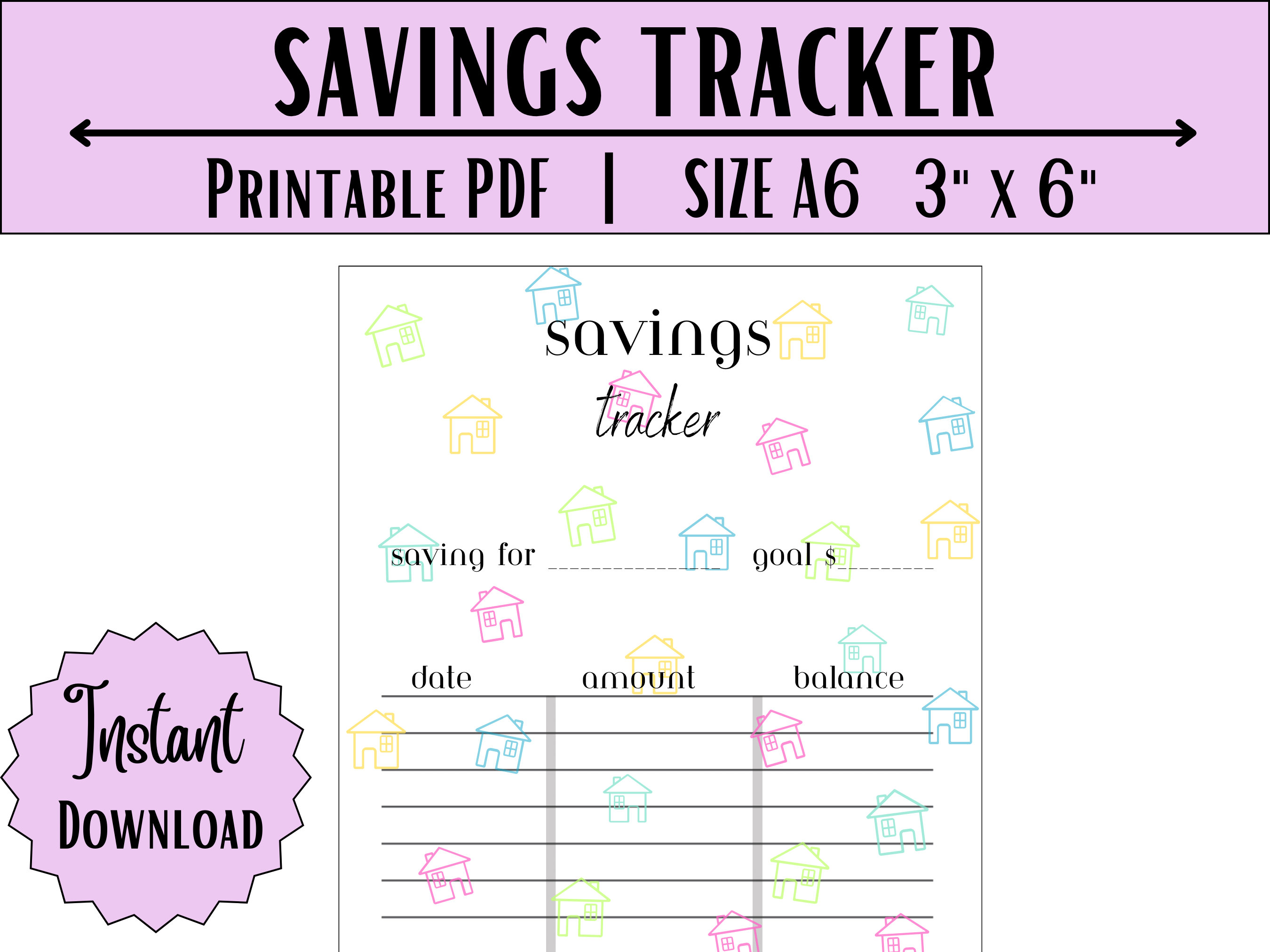 Printable Home Savings Tracker | Real Estate Savings Tracker | Colorful ...