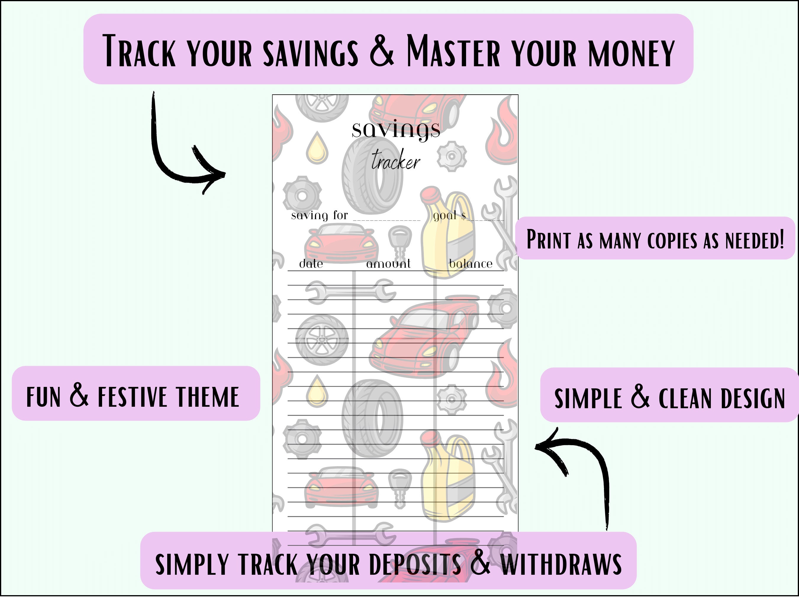 Printable Car Maintenace Savings Tracker New Car Savings Tracker ...