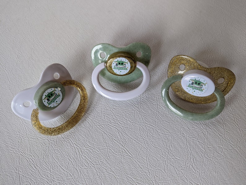 ABDL Pacifier Baby Yoda Paci Glitter Pacifier Little Space - Etsy