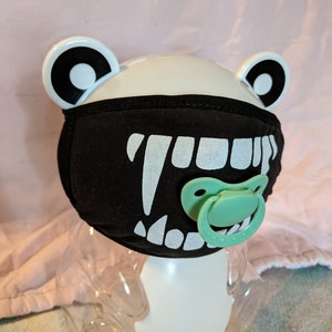 Rave Mask With Pacifier, Goth Mask, ABDL Mask, Adult Pacifier, Monster ...