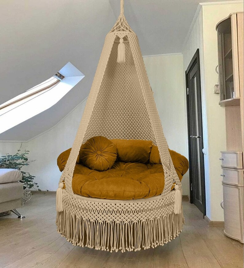 Macrame Adult Swing Made by Macrame Cord and Iron Metal Boho - Etsy