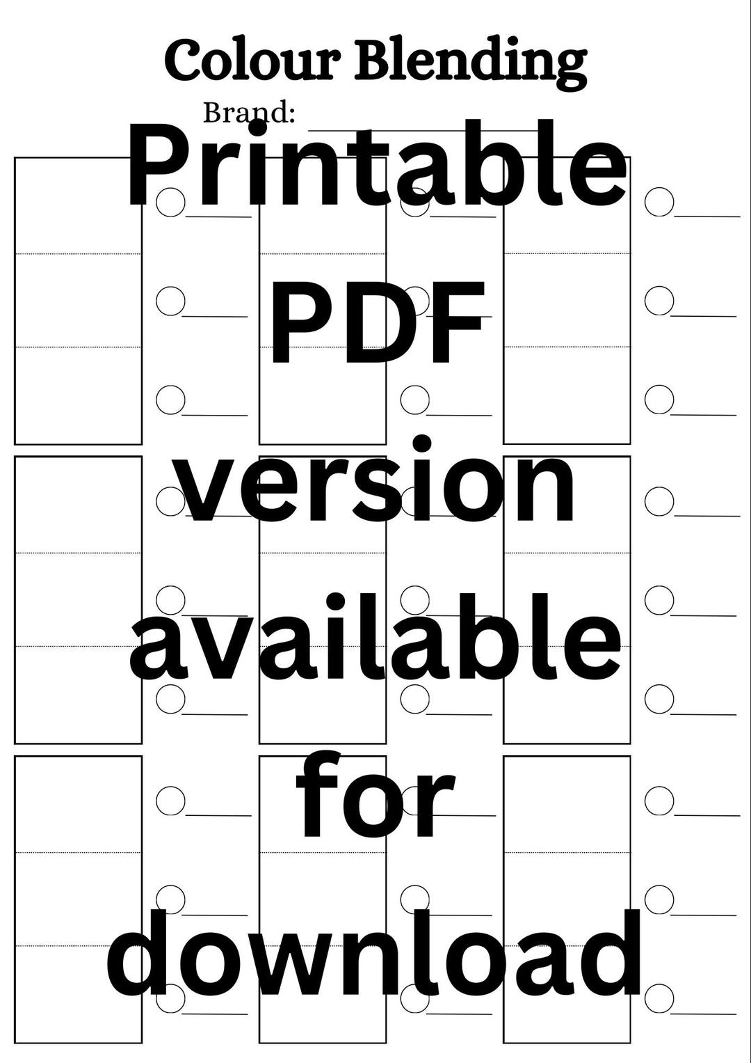 PDF Printable Colour Blending Swatch Sheet for Texters/markers/pens ...