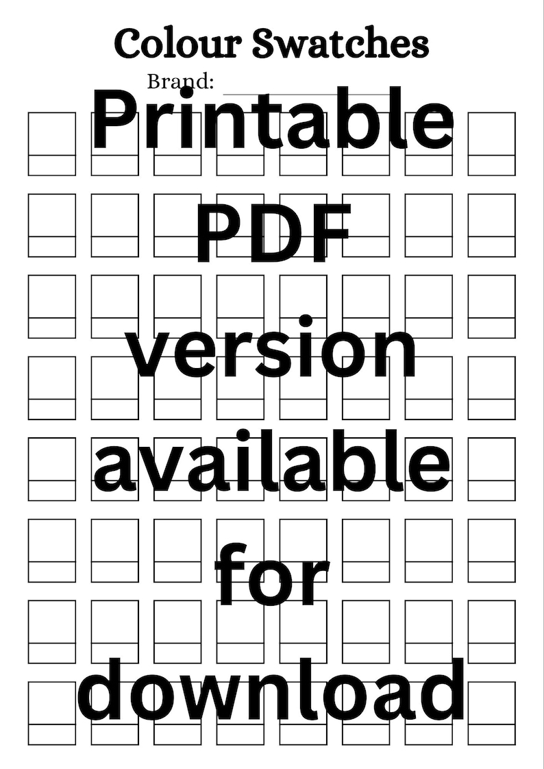PDF Printable Colour Swatch Sheet for Textures/markers/pens - Blank ...