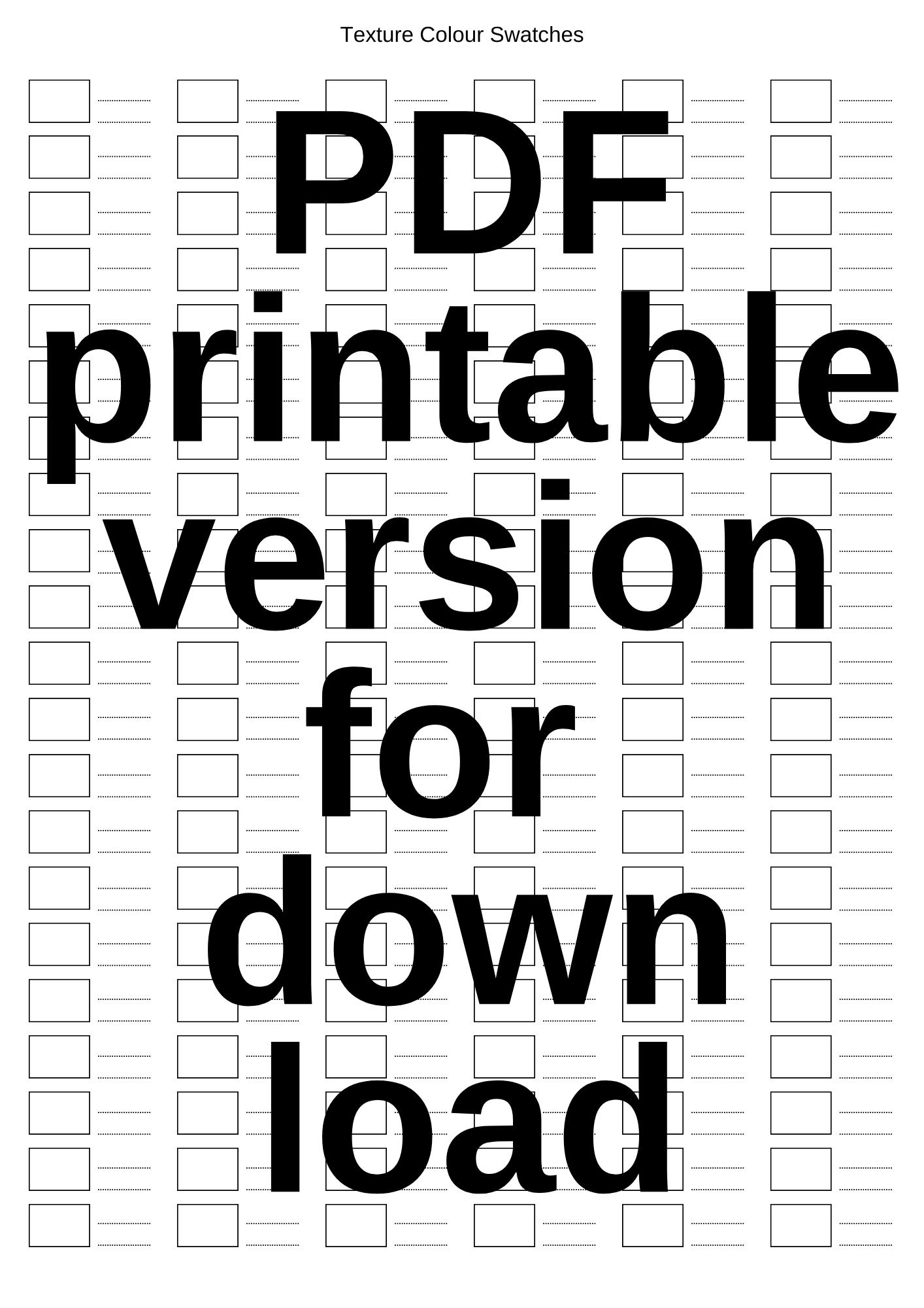 PDF Printable Colour Swatch Sheet for Textures/markers/pens - Blank ...
