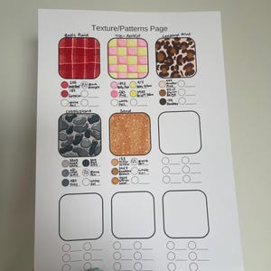 PDF Printable Texture/pattern Colour Swatch Sheet for Texters/markers ...