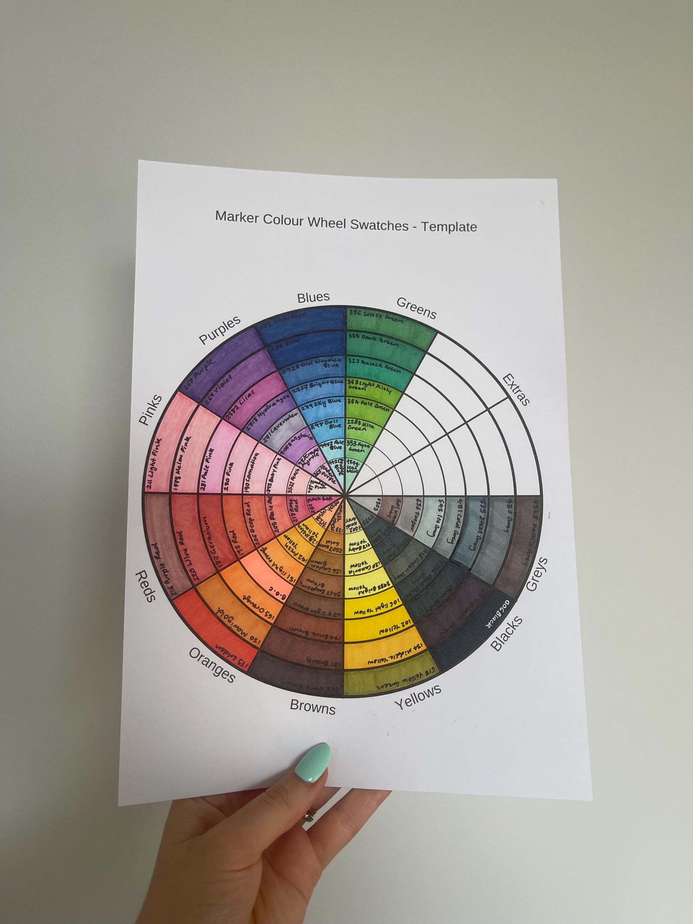 PDF Printable Colour Wheel Swatch Sheet for Texters/markers/pens - Etsy