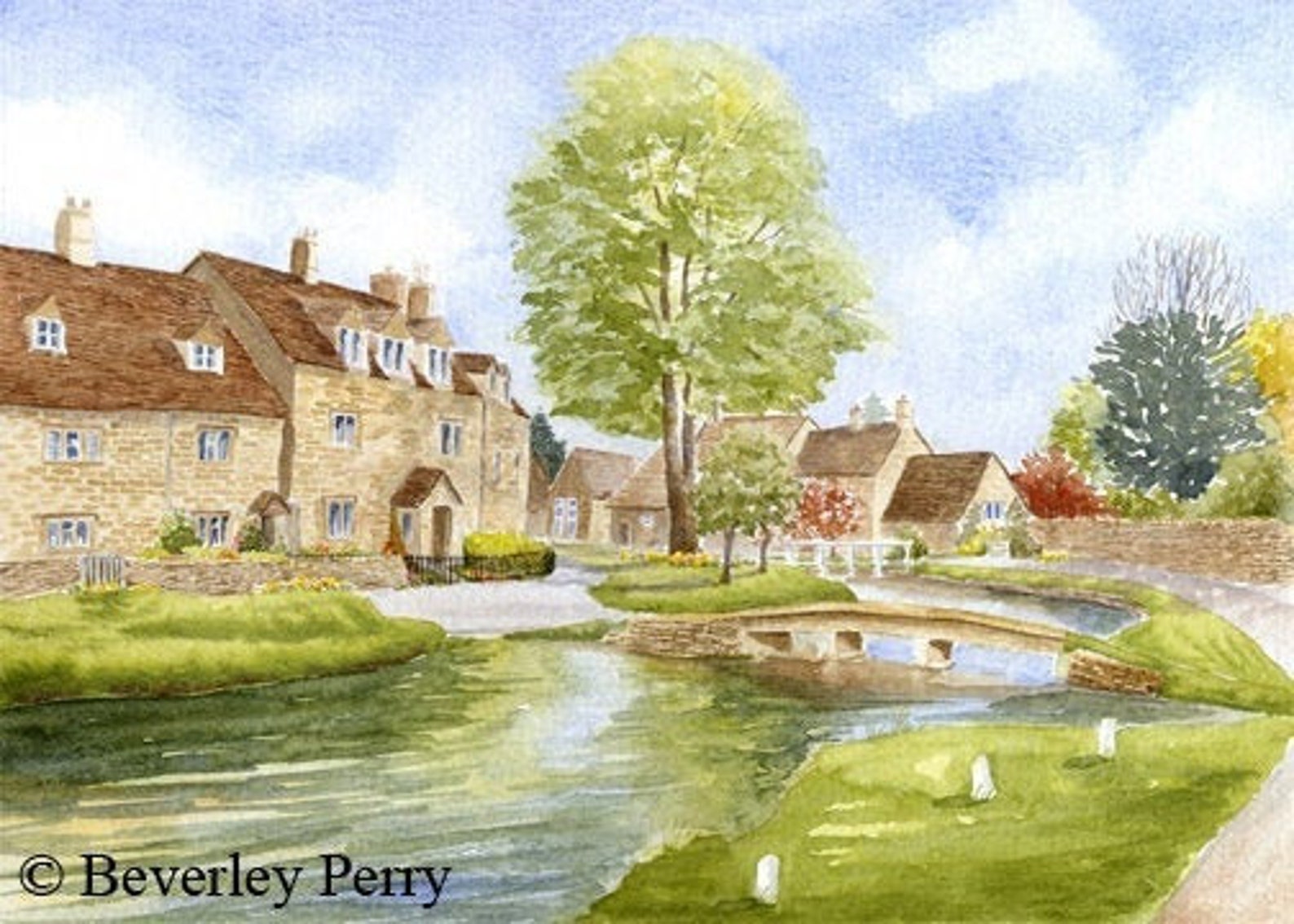 Print of Original Cotswold Landscape Watercolour Painting 'lower ...