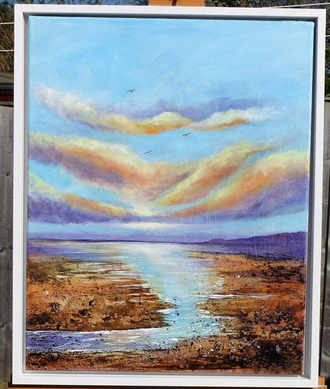 Original Mixed Media Seascape Painting in the Shallows - Etsy