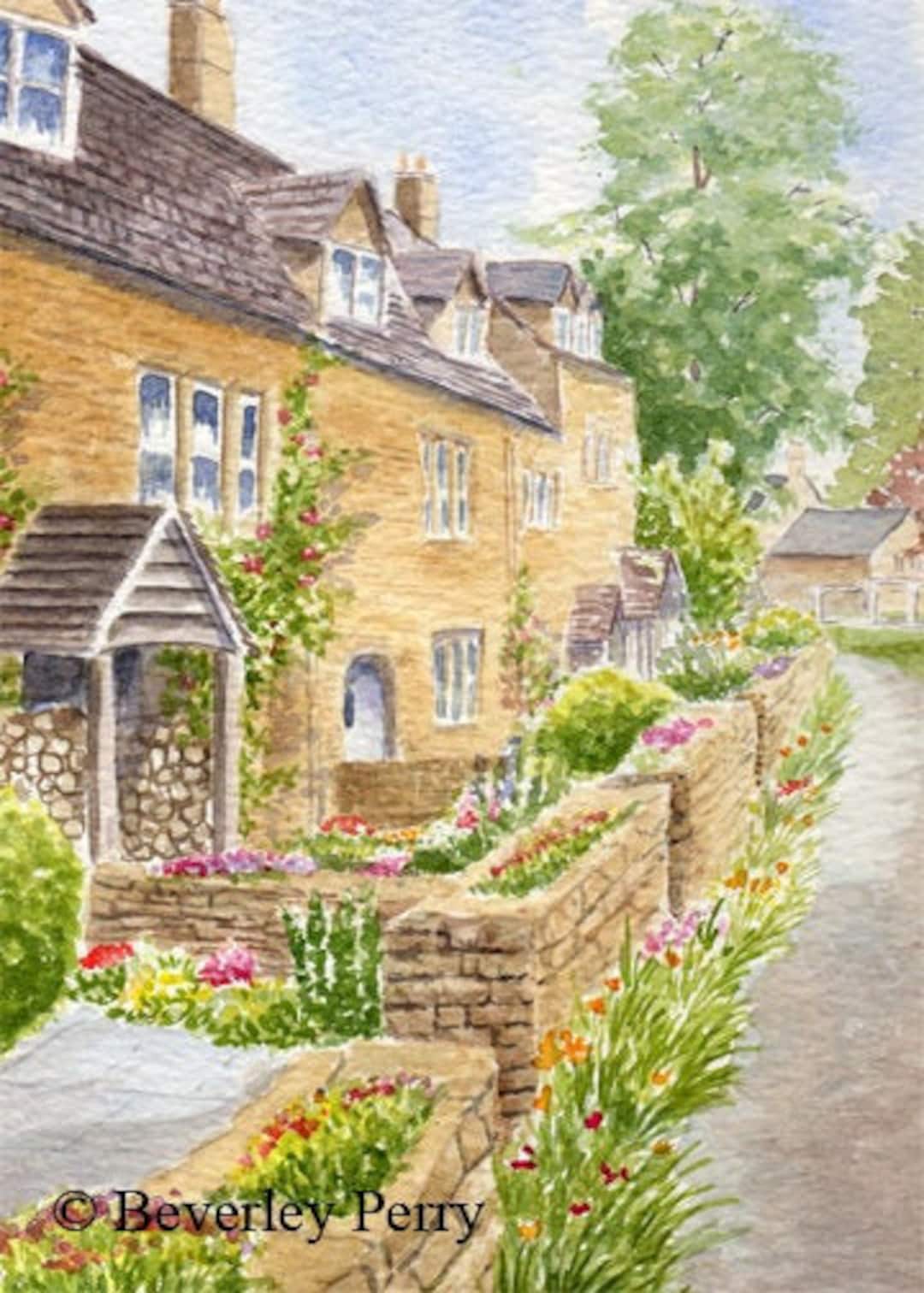 Print of Original Cotswold Landscape Watercolour Painting 'cotswold ...