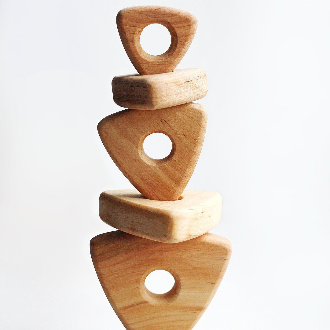 Montessori Triangle Wooden Stacker Toy Wood Stacking Pyramid - Etsy