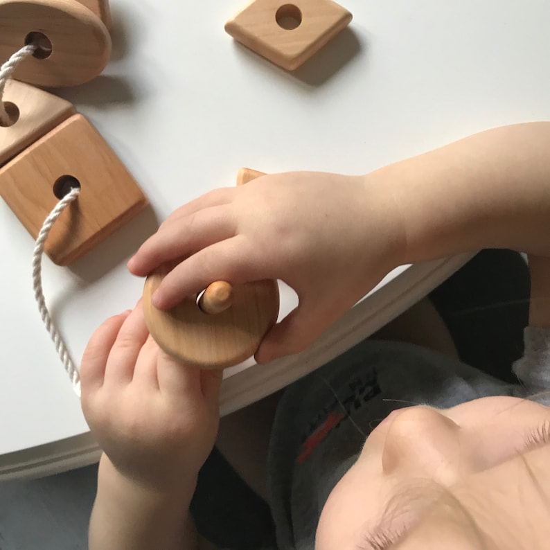 Wooden Lacing Toy With Geometry Shapes for Toddler Wood - Etsy