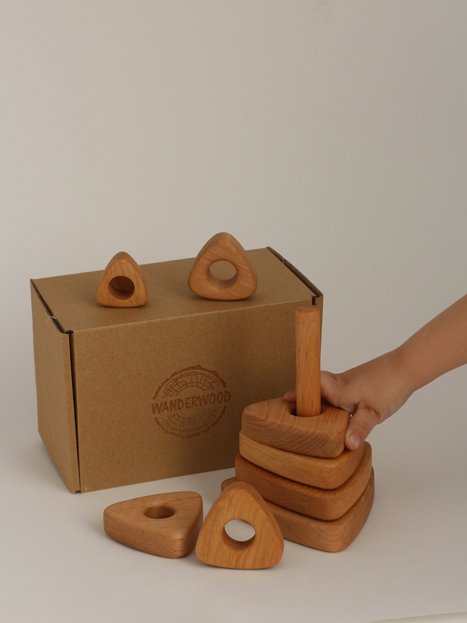 Montessori Triangle Wooden Stacker Toy Wood Stacking Pyramid - Etsy