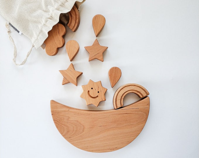 Wood Moon Balance Toy Wooden Balancing Toy 3 Year Old Girl Educational ...