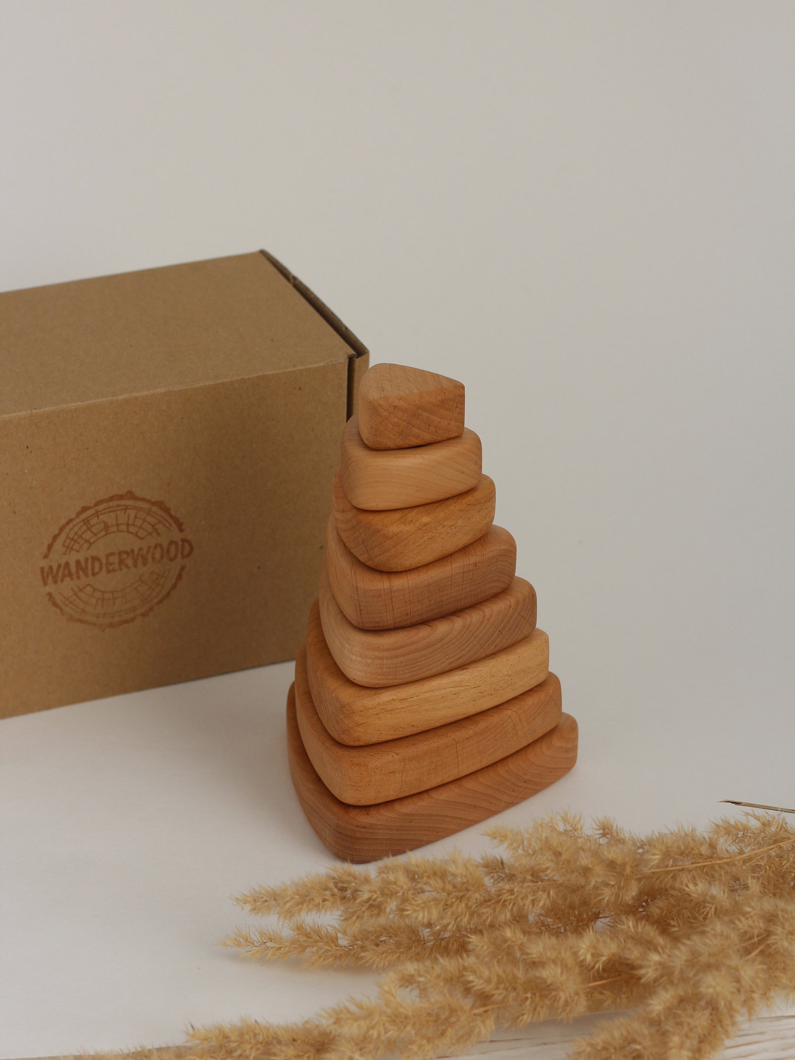 Montessori Triangle Wooden Stacker Toy Wood Stacking Pyramid - Etsy