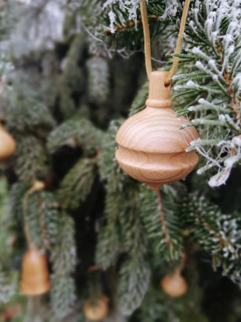 Hand Turned Wooden Christmas Tree Ornaments set of 10 - Etsy