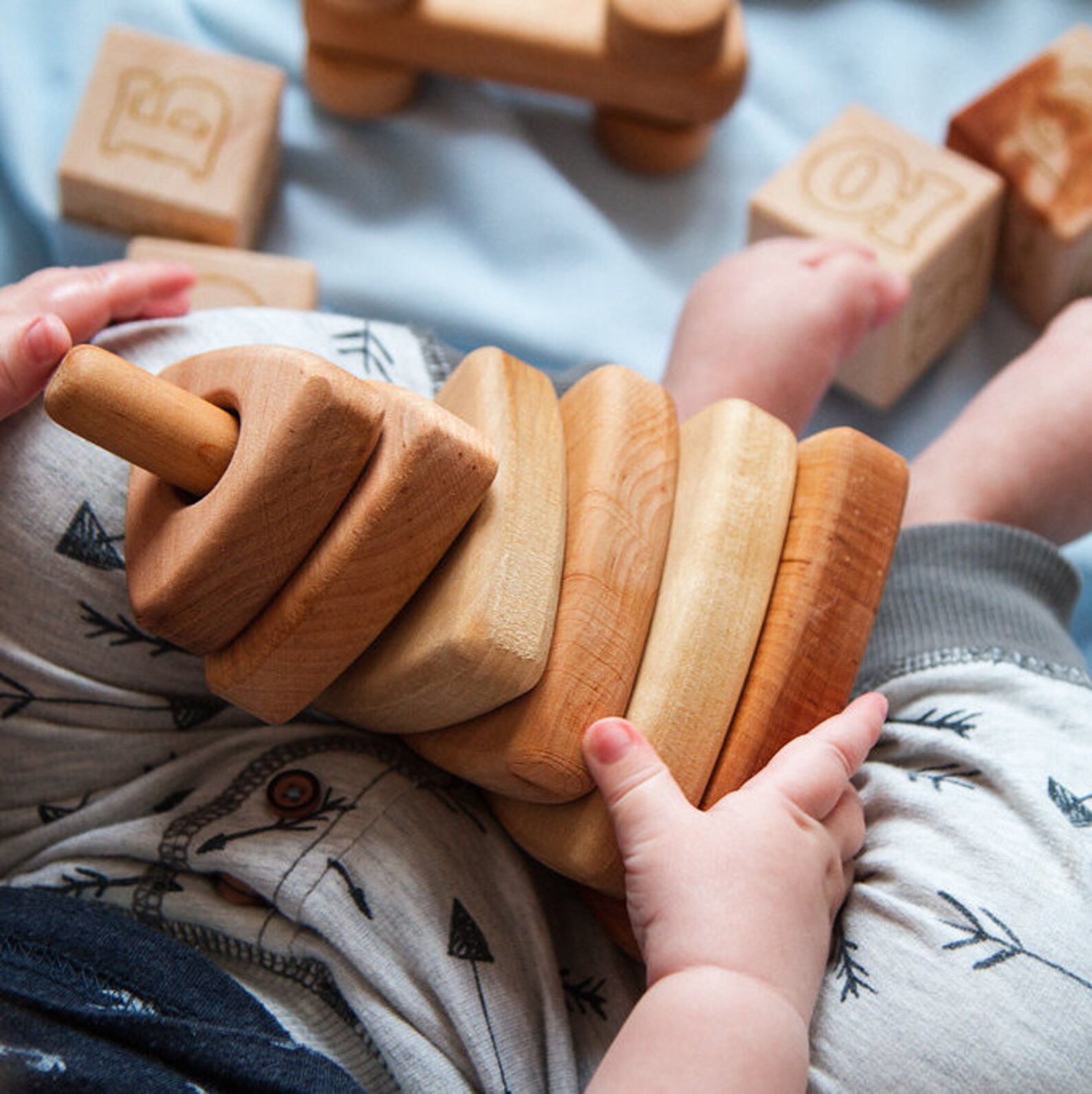 Montessori Triangle Wooden Stacker Toy Wood Stacking Pyramid - Etsy