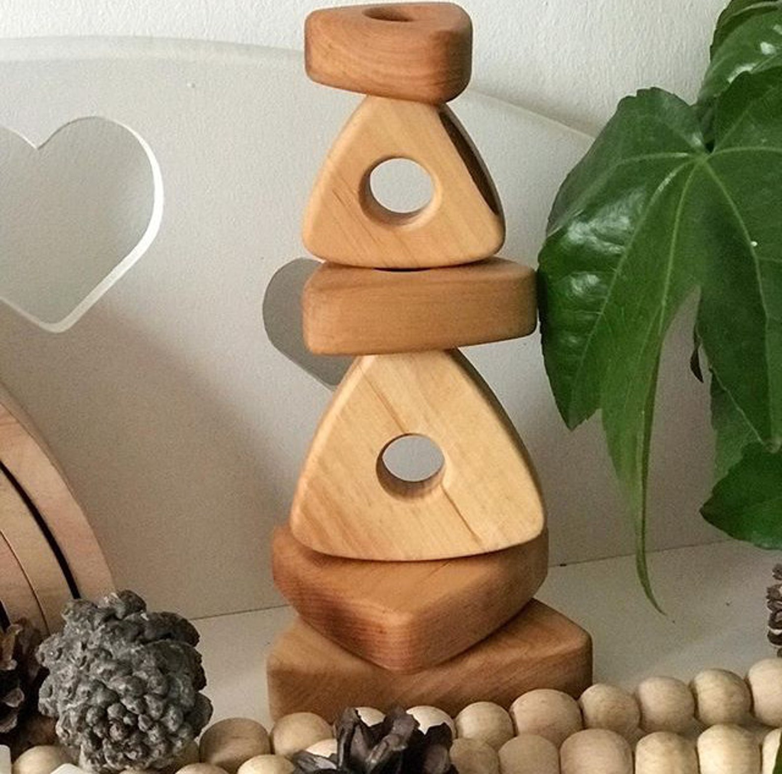 Montessori Triangle Wooden Stacker Toy Wood Stacking Pyramid - Etsy