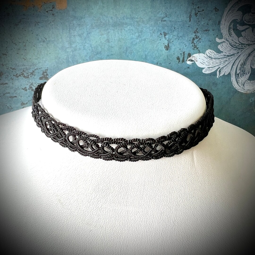 Victorian Choker Black Celtic Vintage Lace Neckace in Black - Etsy
