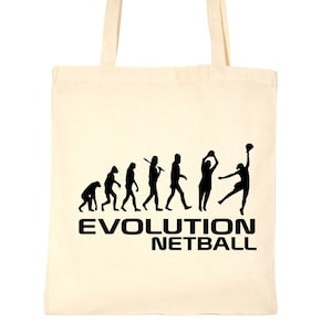 Print4u Evolution of Netball Funny Tote Bag 100% Cotton Shopping Bag ...