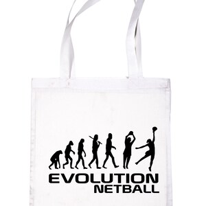 Print4u Evolution of Netball Funny Tote Bag 100% Cotton Shopping Bag ...