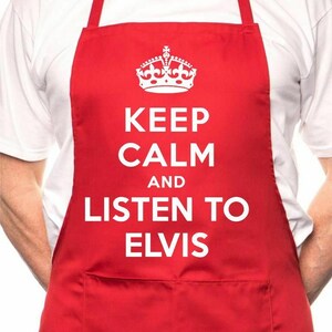 Print4u Keep Calm and Listen to Elvis BBQ Cooking Funny Novelty Apron ...
